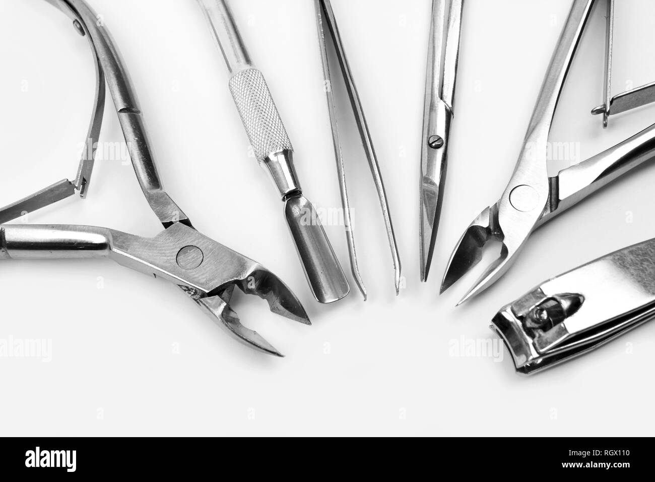 Tools of a manicure set on a white background Stock Photo - Alamy