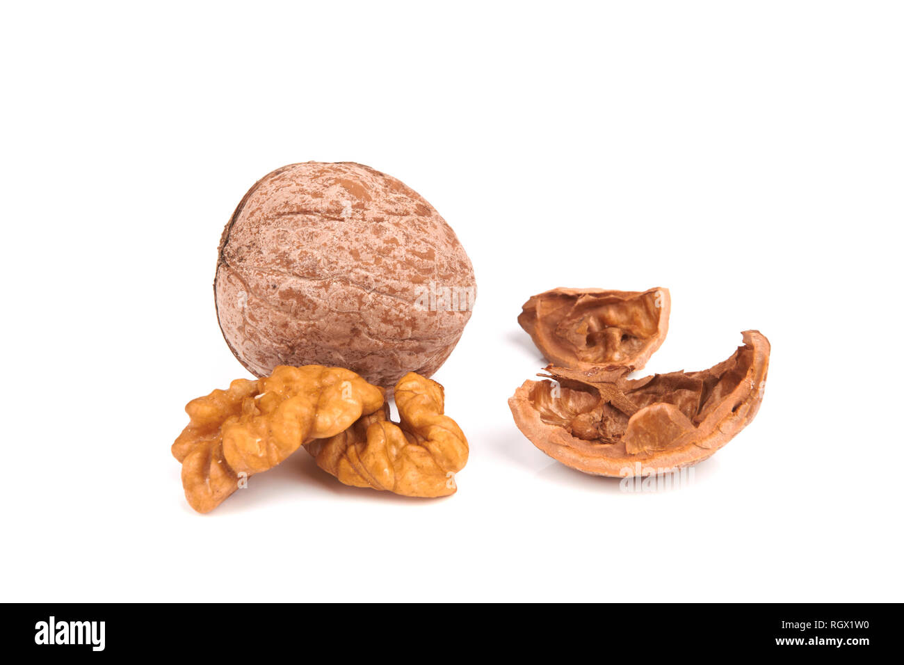 Dried walnuts isolated on a white background Stock Photo - Alamy