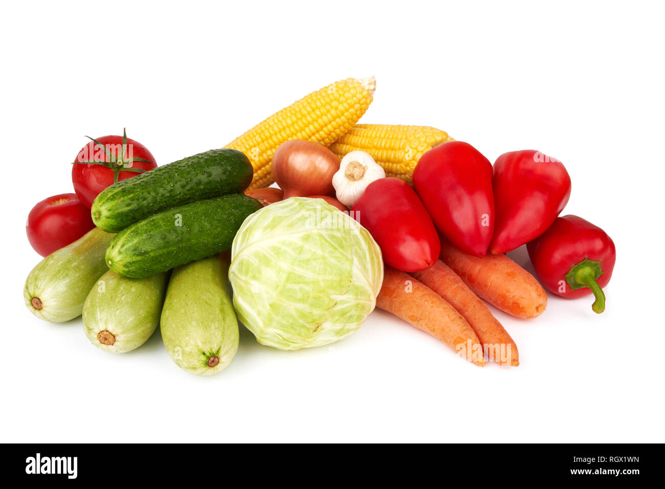 different kinds of vegetables on a white background Stock Photo - Alamy