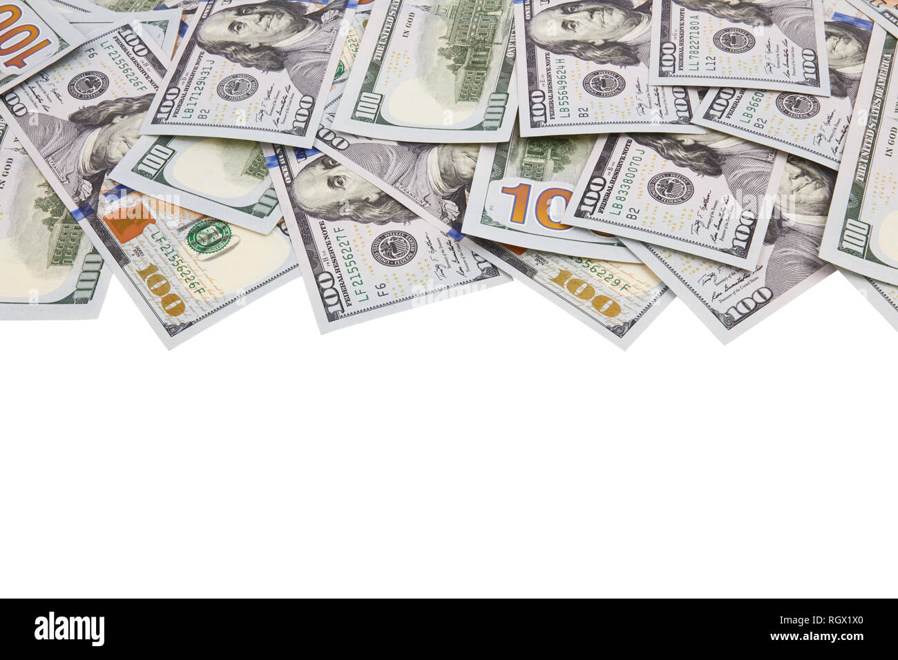 One hundred dollars pile isolated on a white background Stock Photo - Alamy