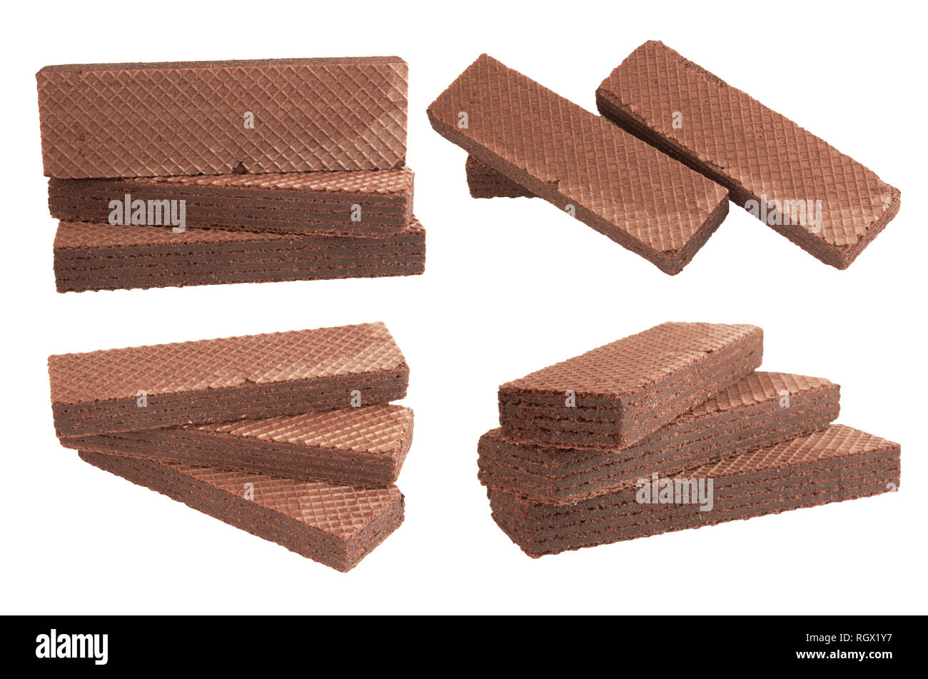 Heap chocolate wafer isolated on white background Stock Photo - Alamy