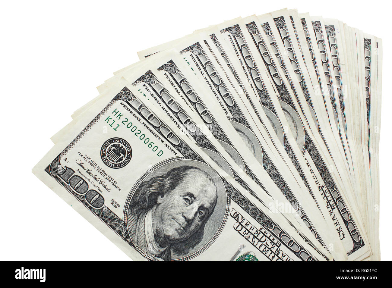cash american dollars isolated on a white background Stock Photo - Alamy