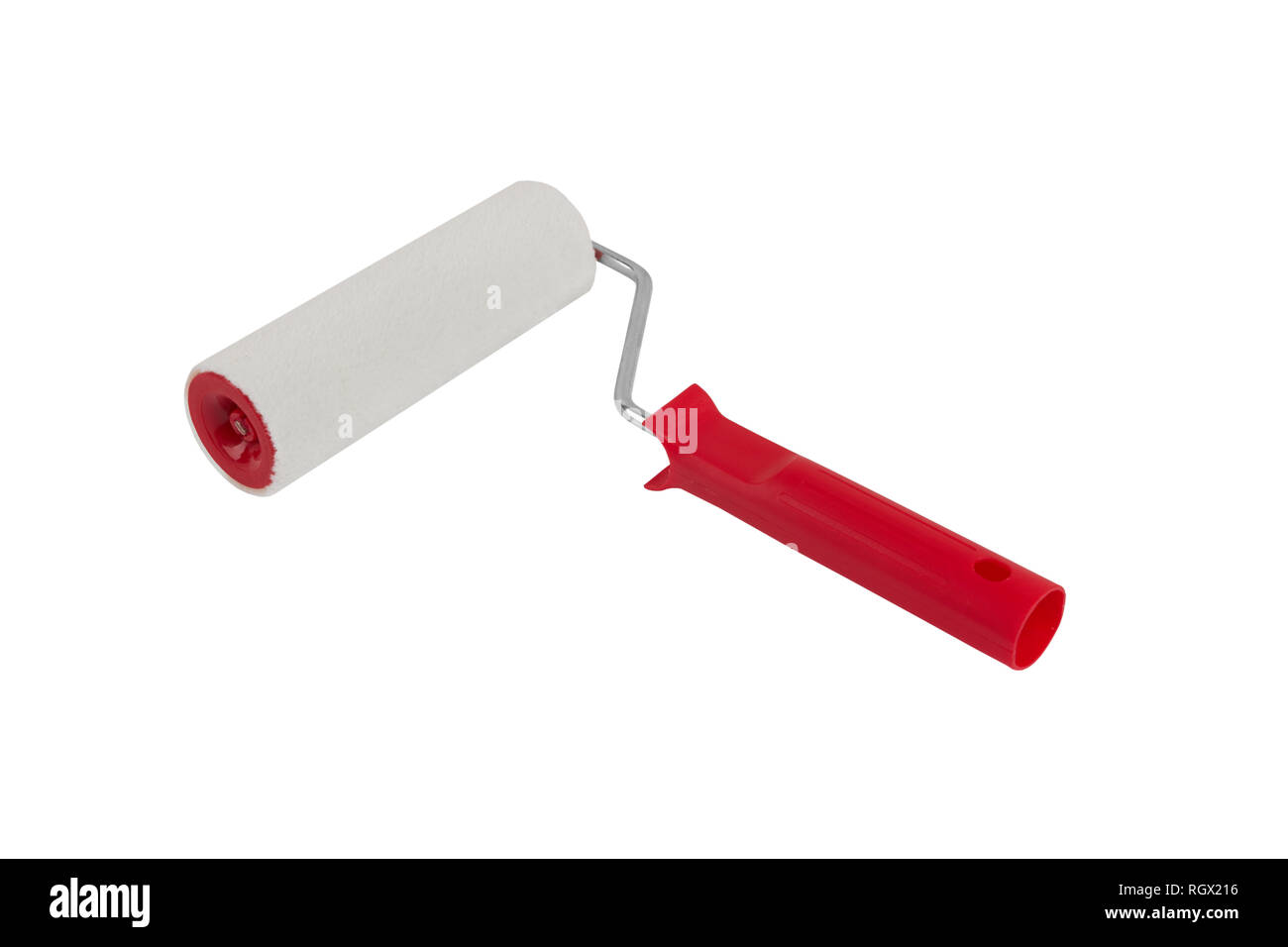 red paint roller isolated on a white background Stock Photo - Alamy