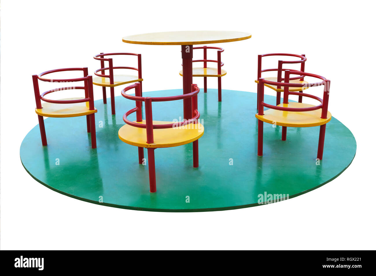 Children on playground roundabout Cut Out Stock Images & Pictures - Alamy