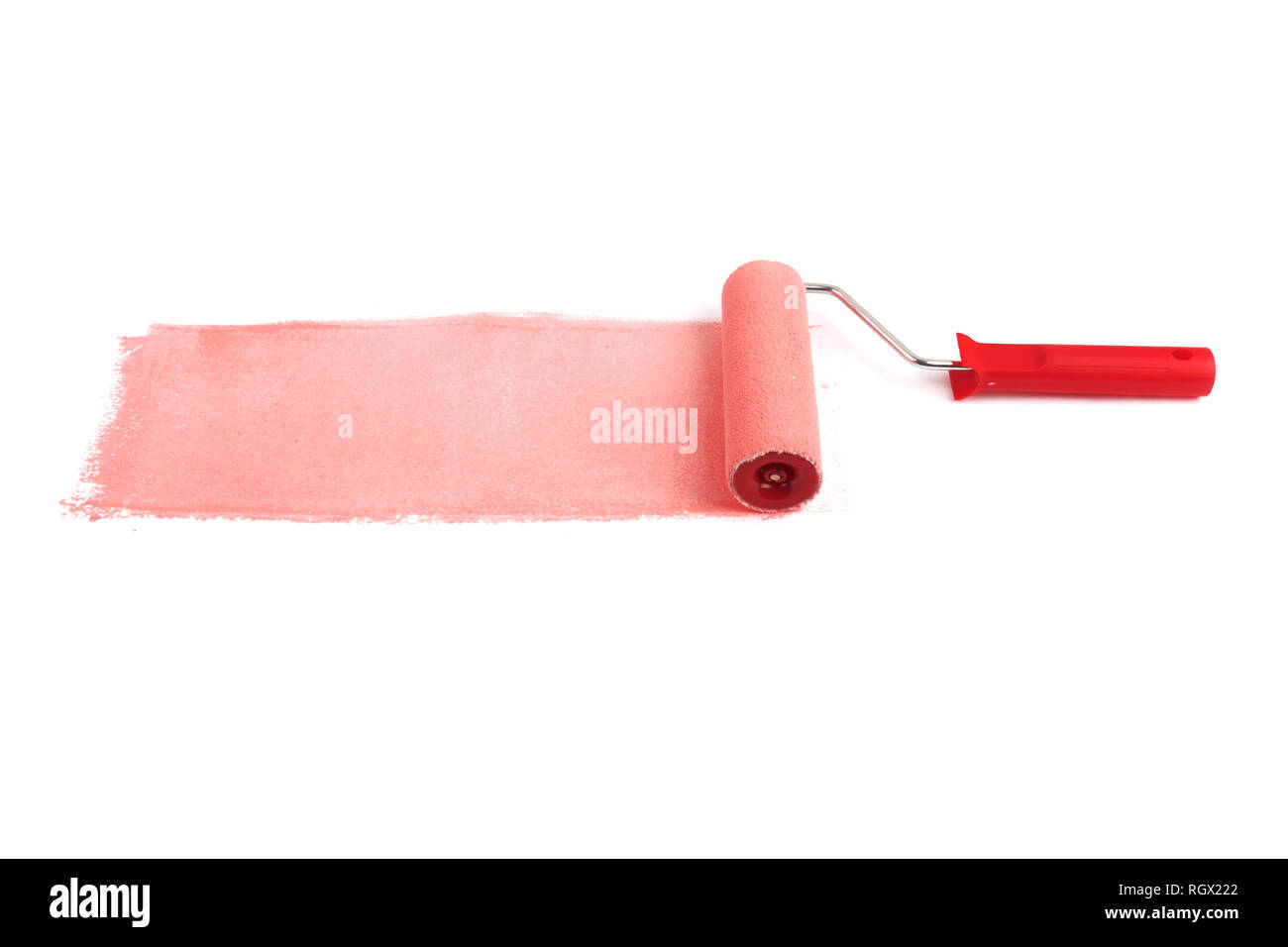 red paint roller isolated on a white background Stock Photo - Alamy