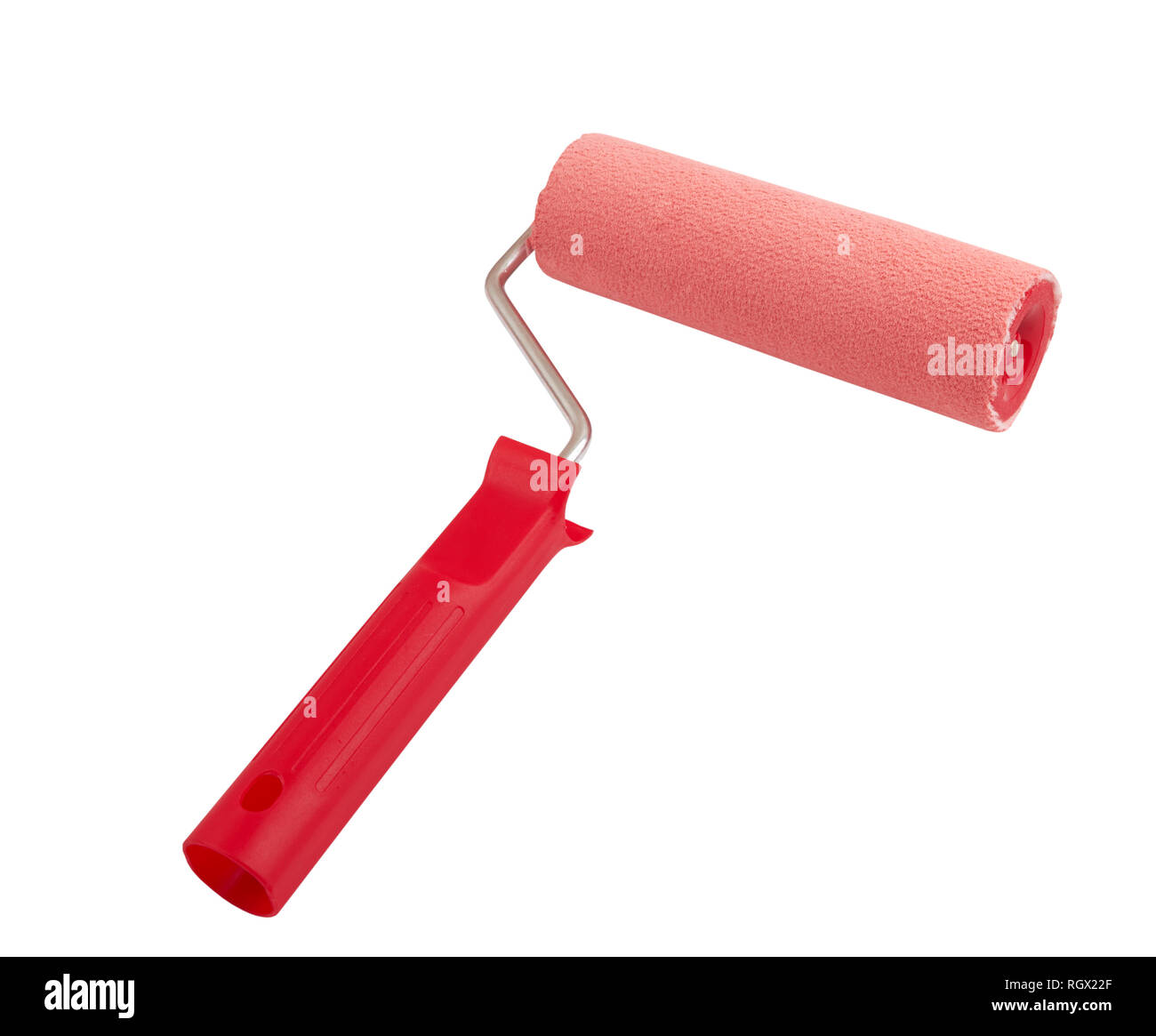 red paint roller isolated on a white background Stock Photo - Alamy