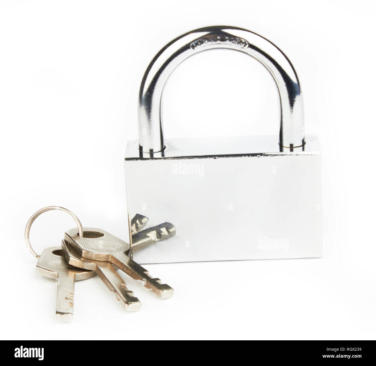 Padlock and keys on white background Stock Photo - Alamy