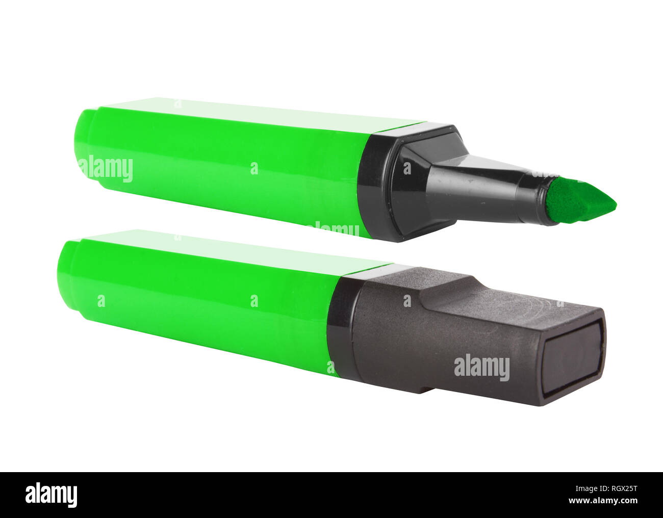 Green highlighter isolated on white background Stock Photo - Alamy