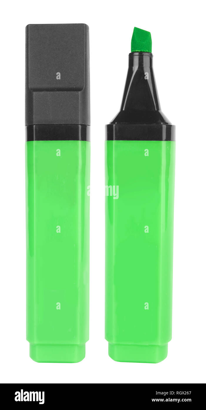 Green highlighter isolated on white background Stock Photo - Alamy