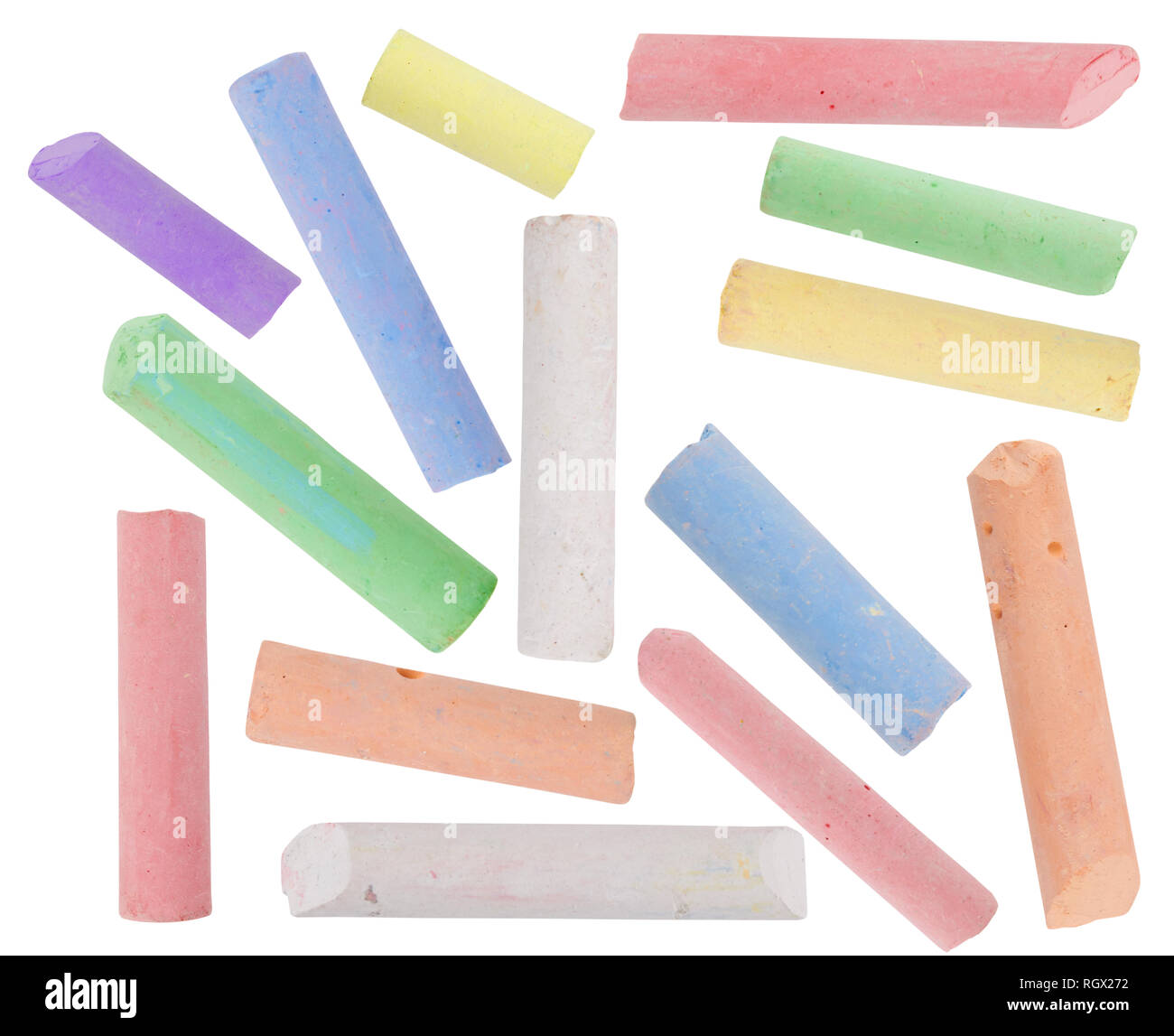 broken pieces of colored chalk isolated on white background Stock Photo ...