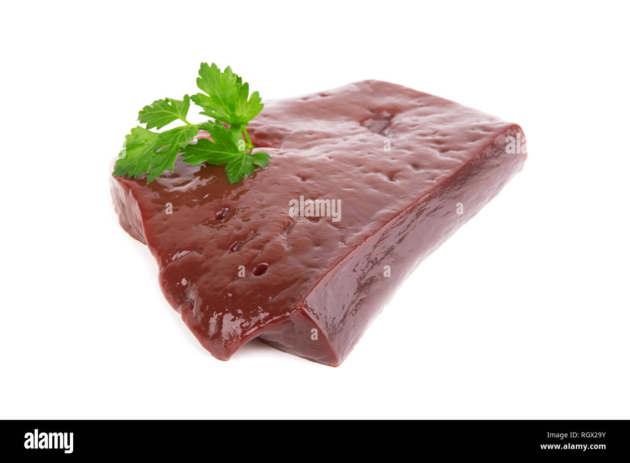 fresh and raw liver on white background Stock Photo - Alamy