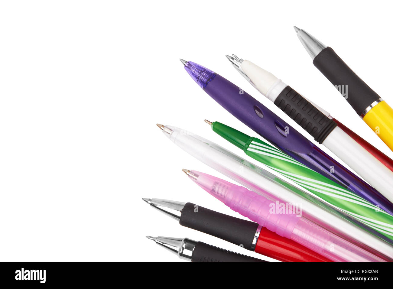 Different kinds of pens isolated on white background Stock Photo - Alamy