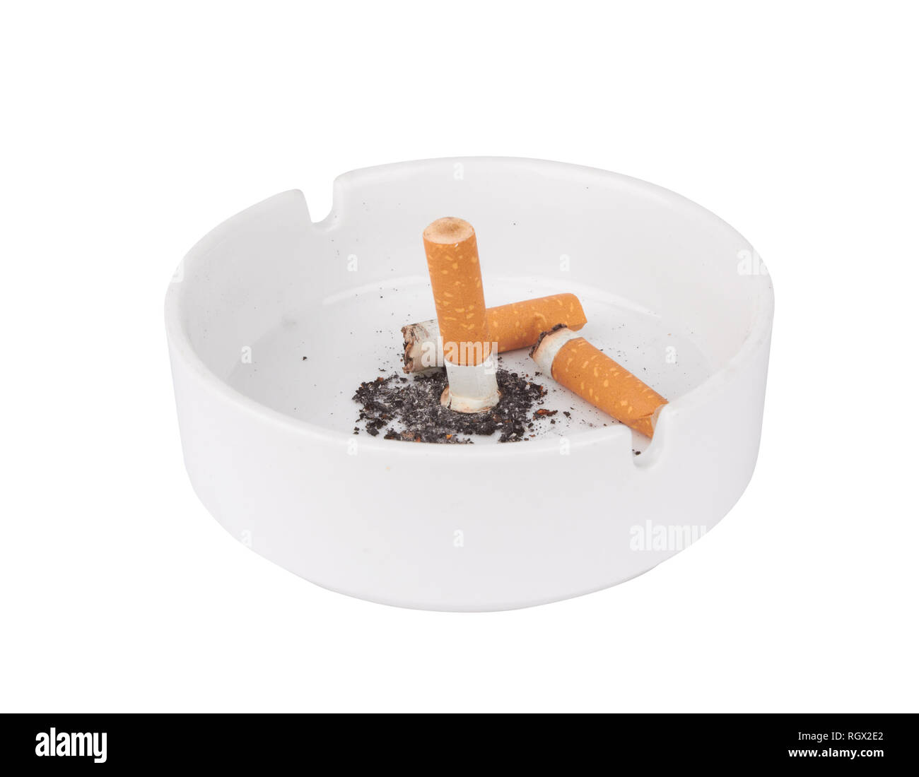 ashtray with extinguished cigarette isolated on white background Stock ...