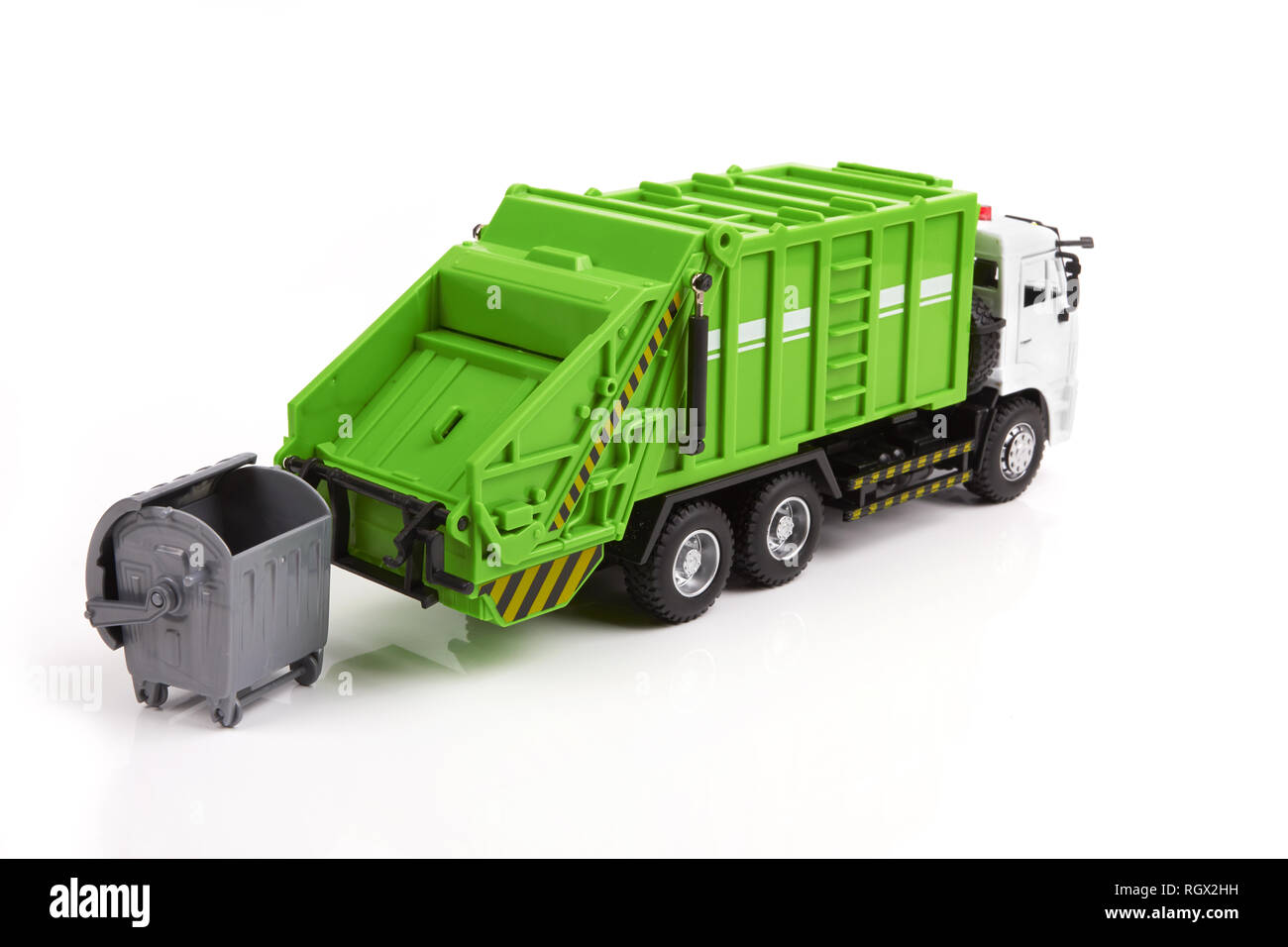 garbage truck toy isolated on a white background Stock Photo - Alamy