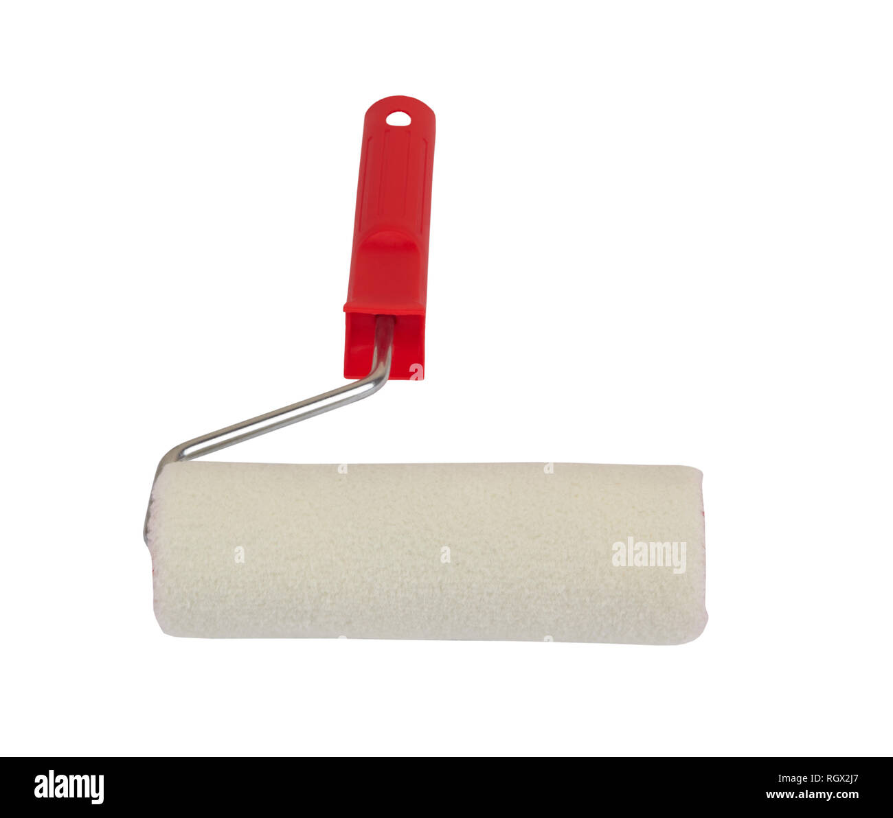 red paint roller isolated on a white background Stock Photo - Alamy