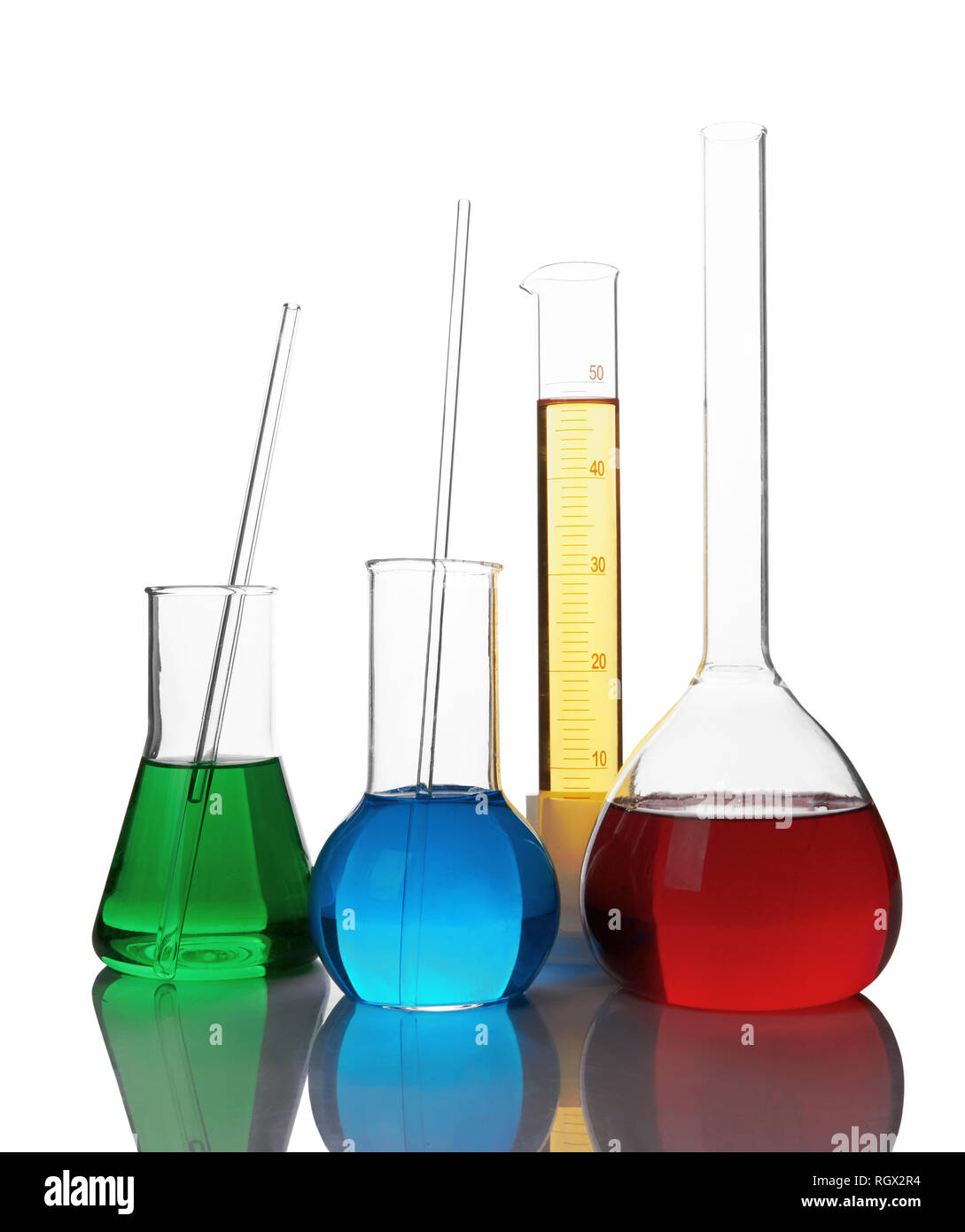 test tubes with colorful liquids isolated on white background Stock ...