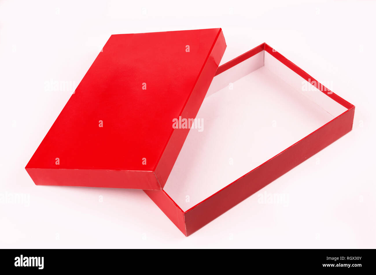 red open empty box isolated over white background Stock Photo - Alamy