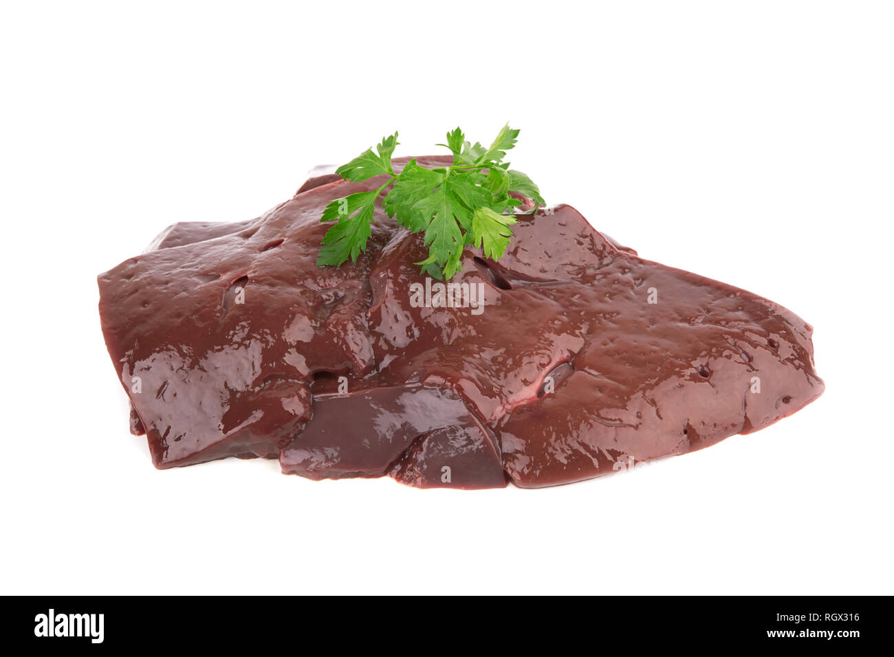 fresh and raw liver on white background Stock Photo - Alamy