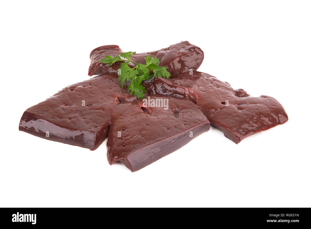 fresh and raw liver on white background Stock Photo - Alamy