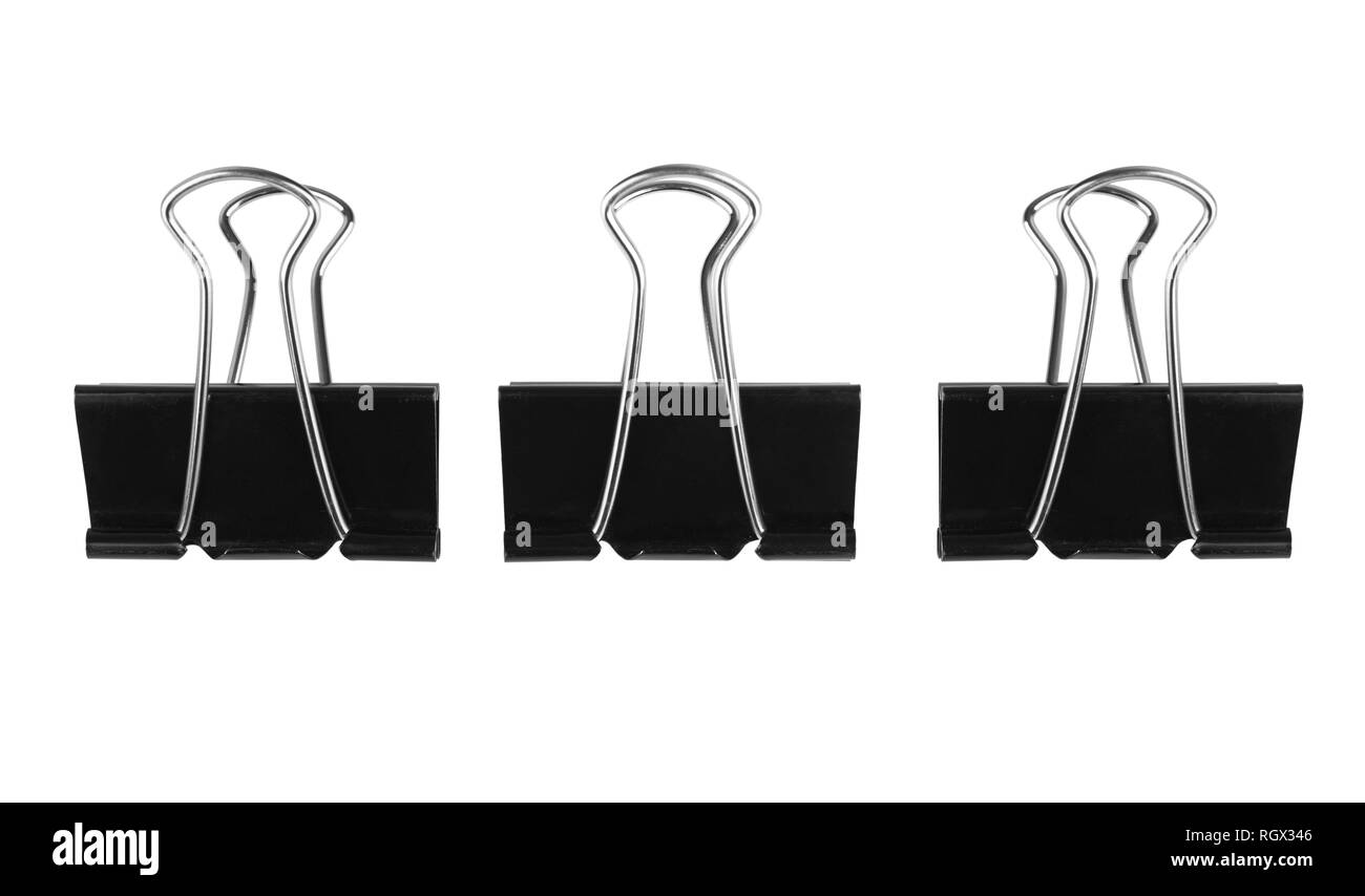 black paper clips isolated on a white background Stock Photo - Alamy