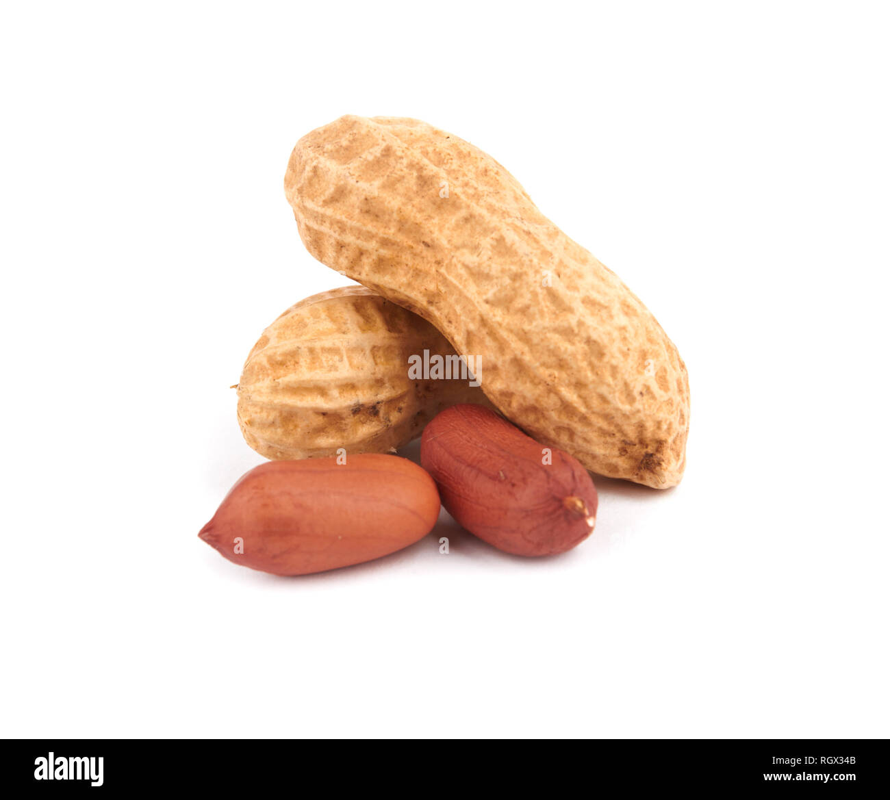 Fresh peanuts with shells isolated on white background Stock Photo - Alamy