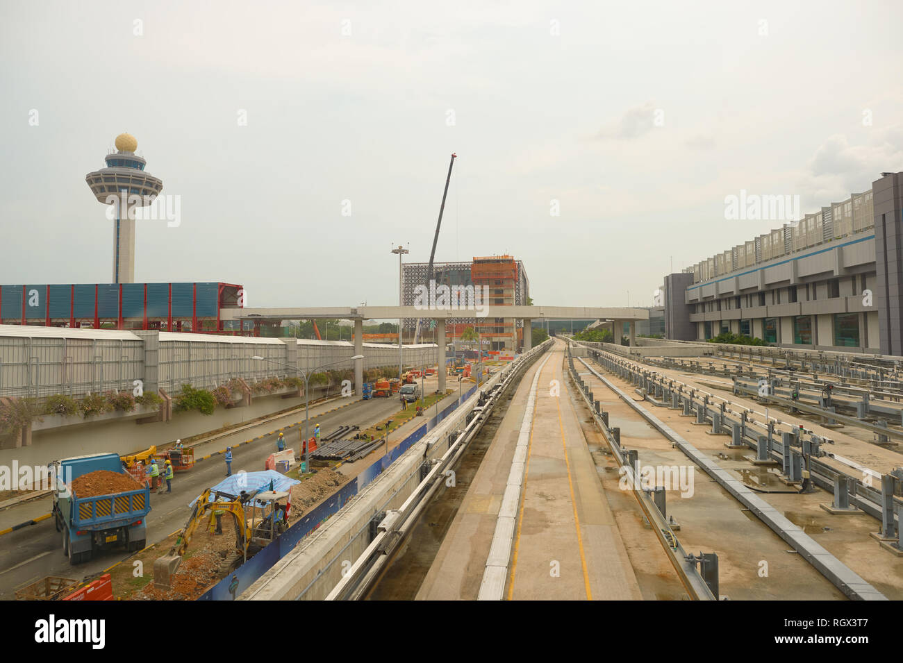 SINGAPORE - CIRCA NOVEMBER, 2015: view from Changi Airport Skytrain ...