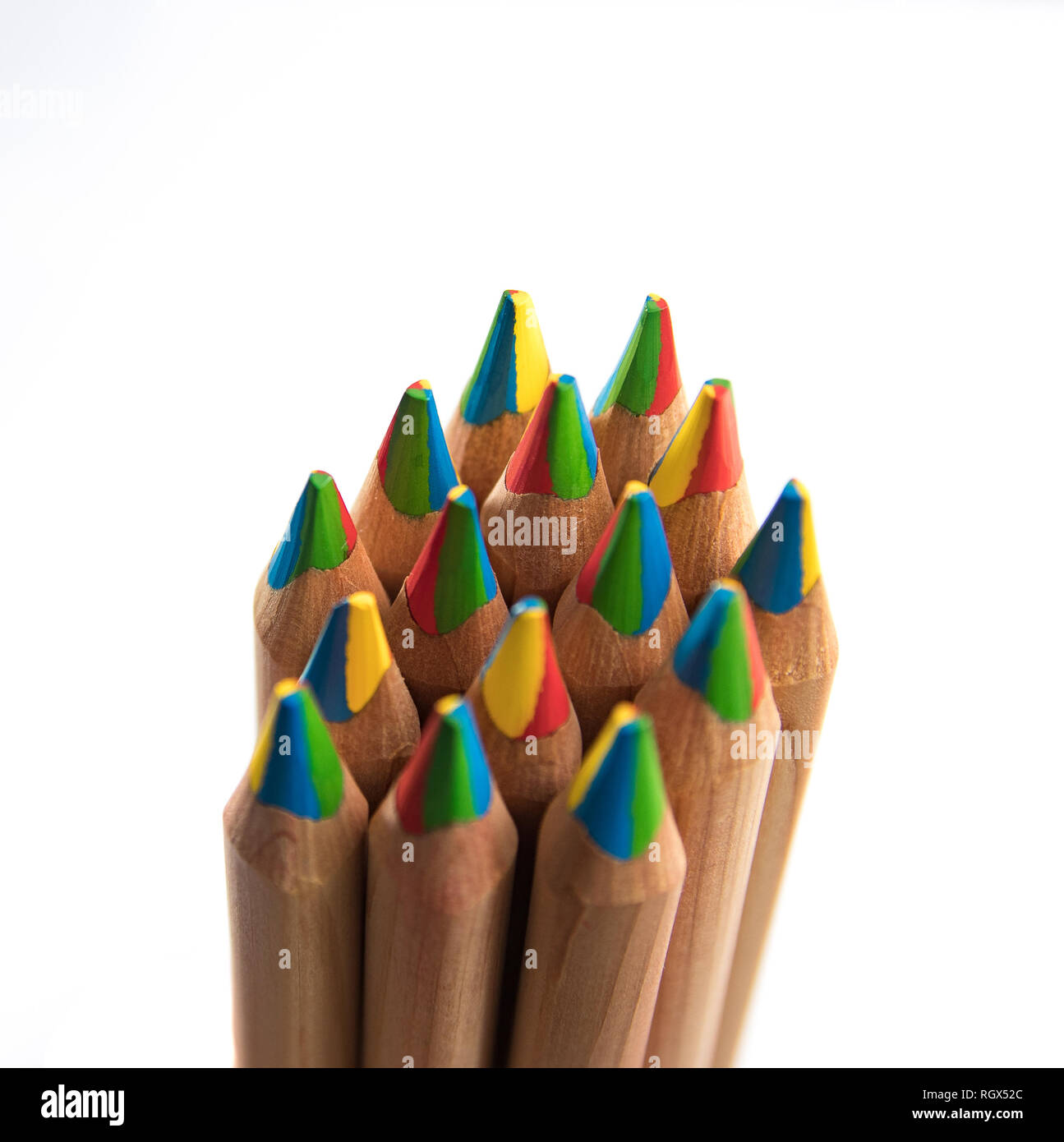 group of color pencils, perfect for school, with white background Stock ...