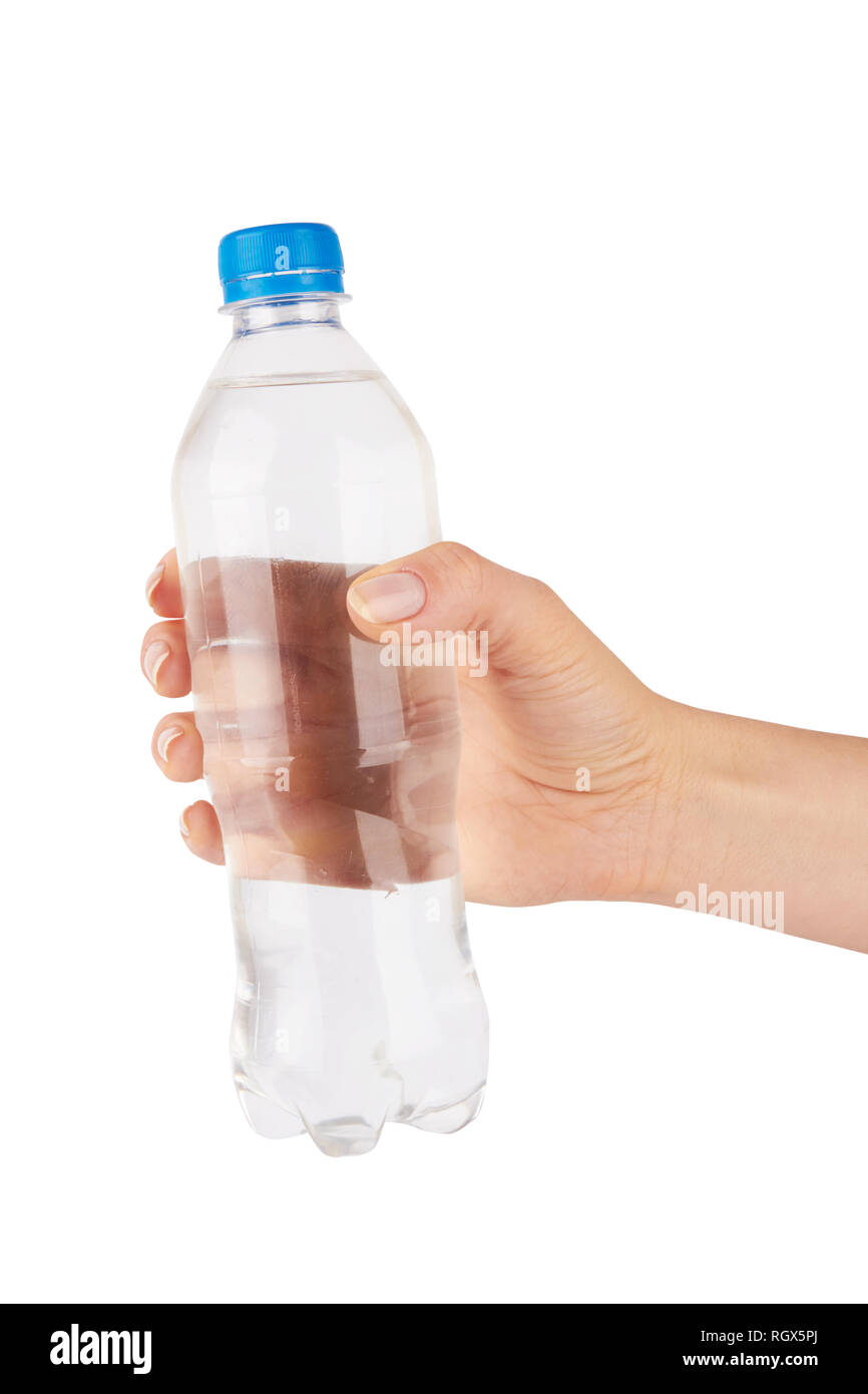 Woman hand with bottle of water isolated on white background Stock ...