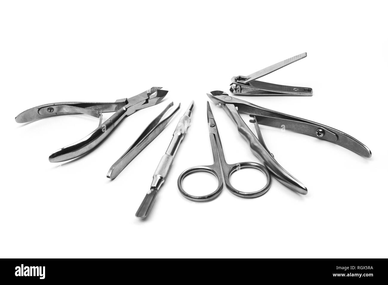 Tools of a manicure set on a white background Stock Photo - Alamy