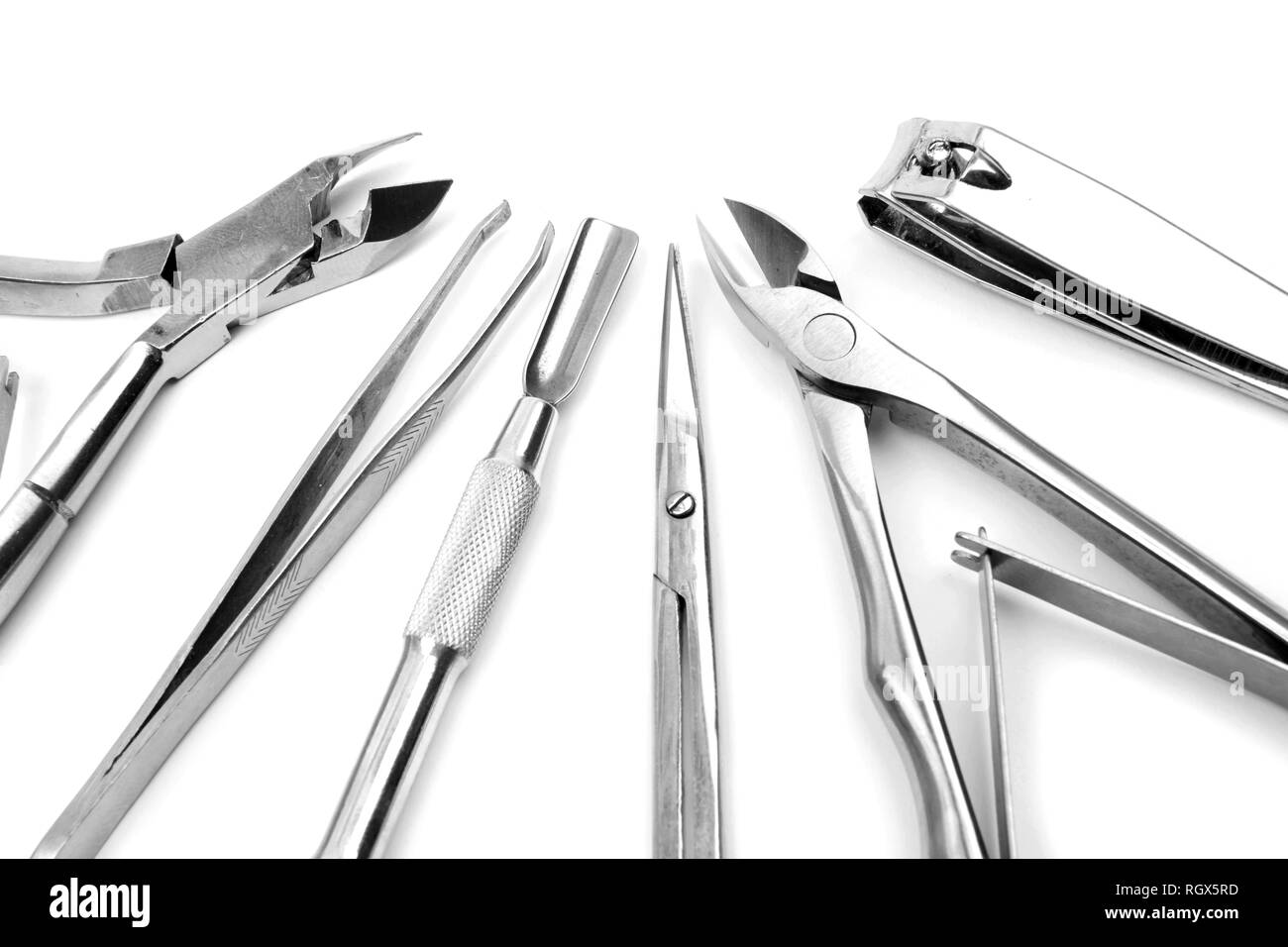 Tools of a manicure set on a white background Stock Photo - Alamy