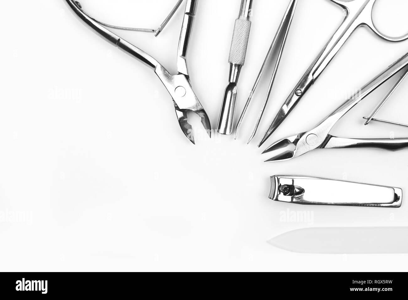 Manicure pedicure tools on Black and White Stock Photos & Images - Alamy