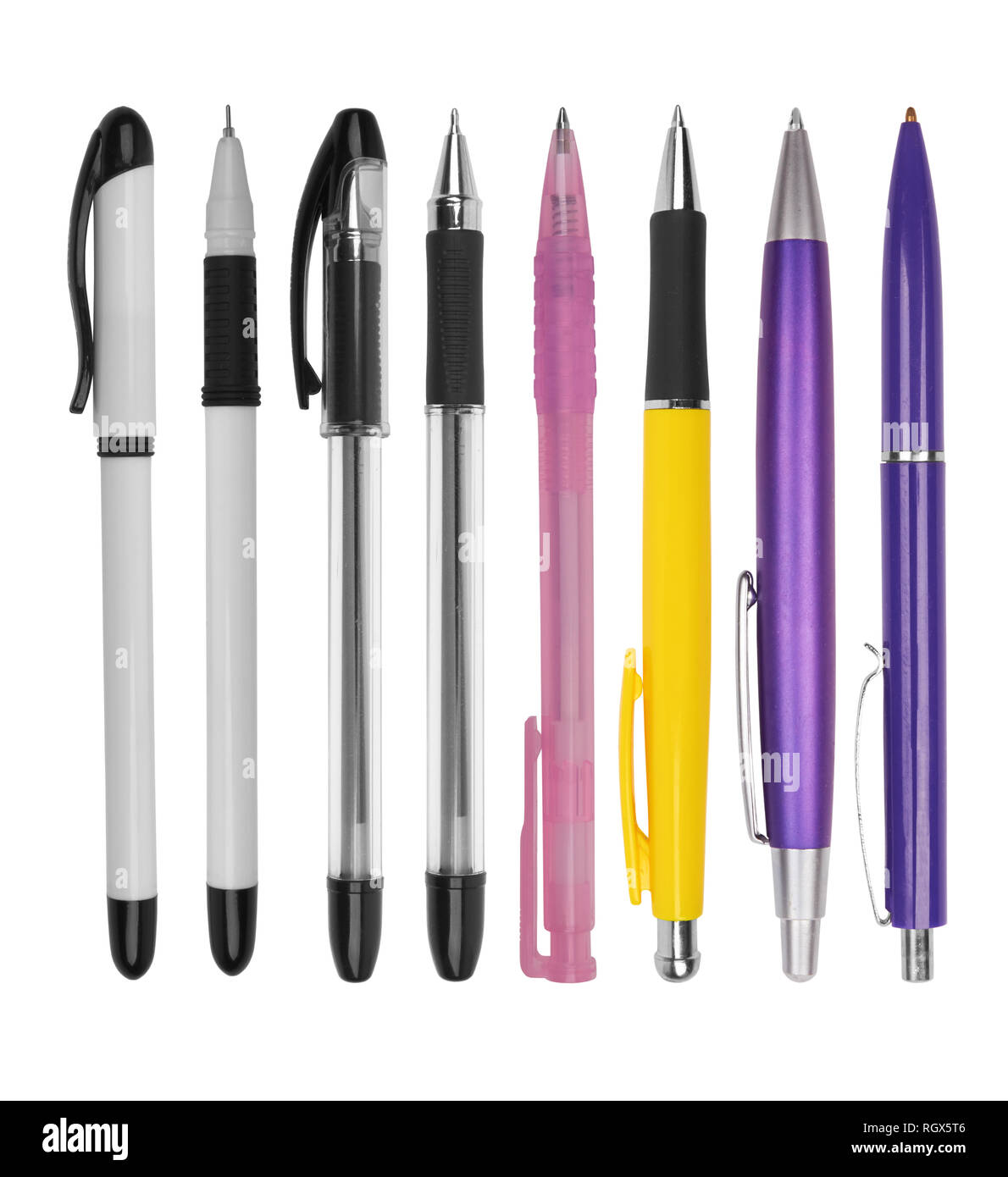 Different kinds of pens isolated on white background Stock Photo - Alamy