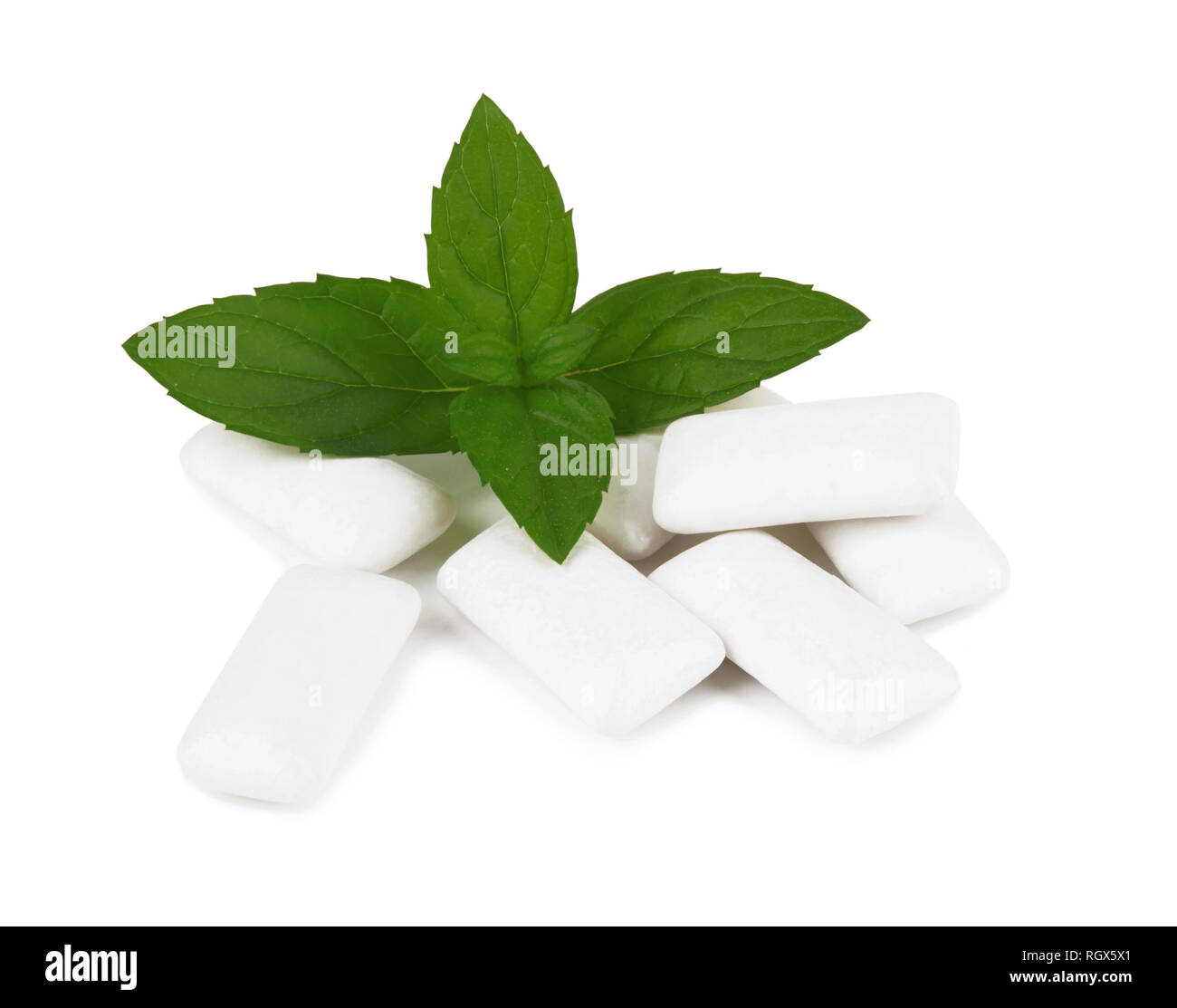 Fresh leaves mint with chewing gum isolated on white background Stock ...