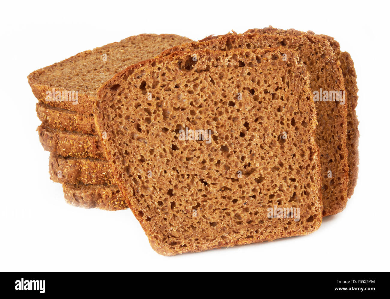 Healthy bran bread slices on white background Stock Photo - Alamy