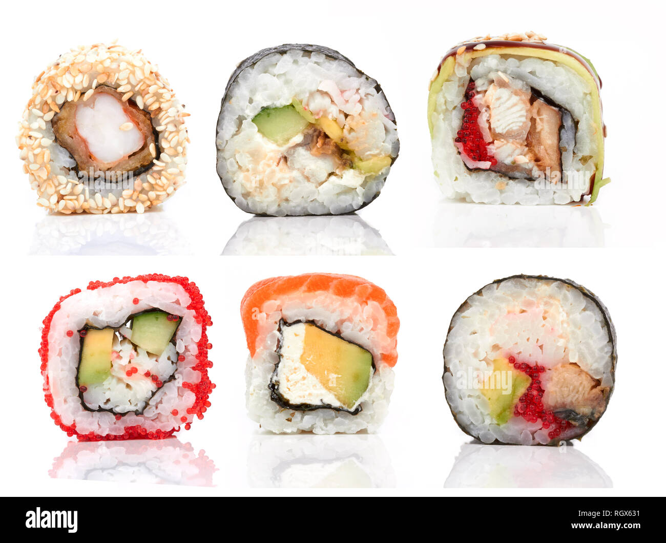 Sushi pieces collection, on a white background Stock Photo - Alamy