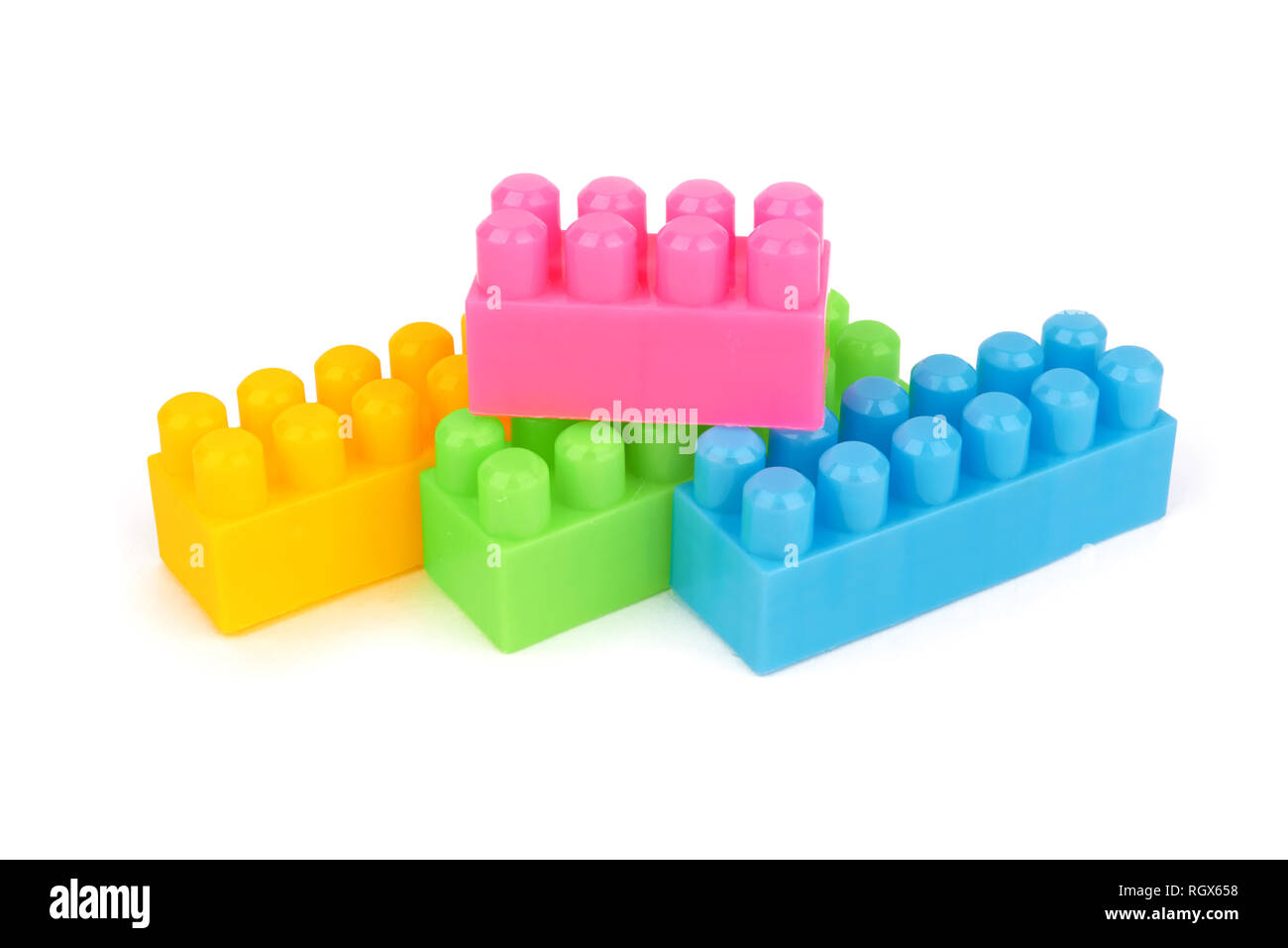 Plastic building blocks on background Cut Out Stock Images & Pictures ...