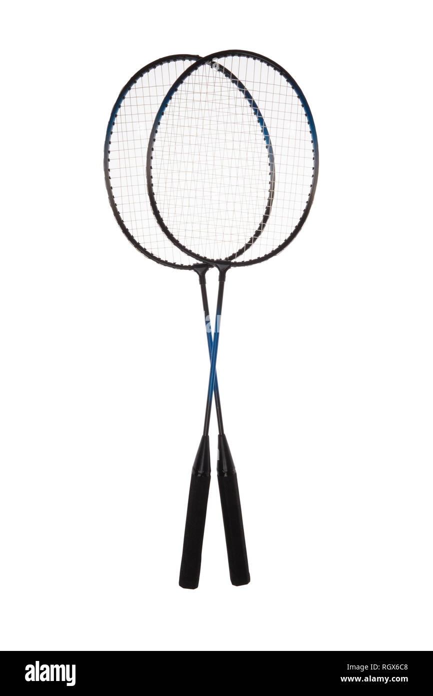 Badminton rackets and shuttlecock isolated on white background Stock ...