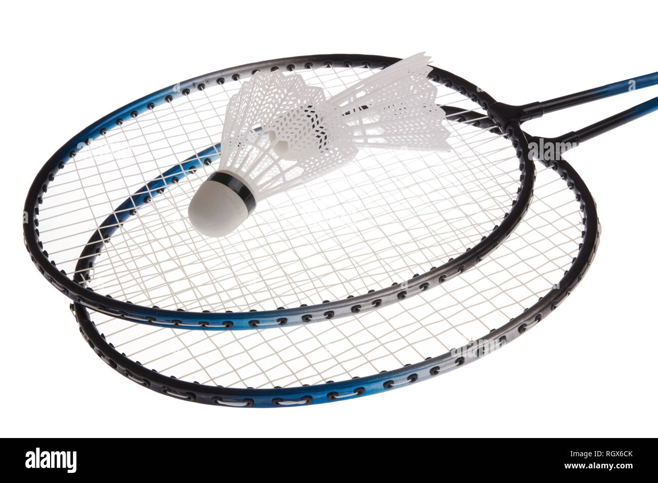 Badminton rackets and shuttlecock isolated on white background Stock ...