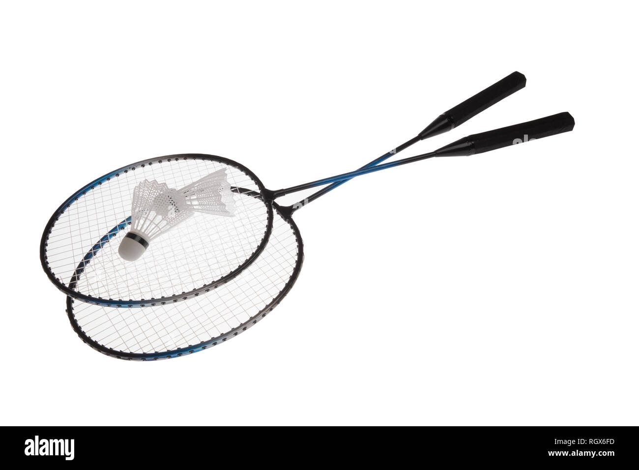 Badminton rackets and shuttlecock isolated on white background Stock ...