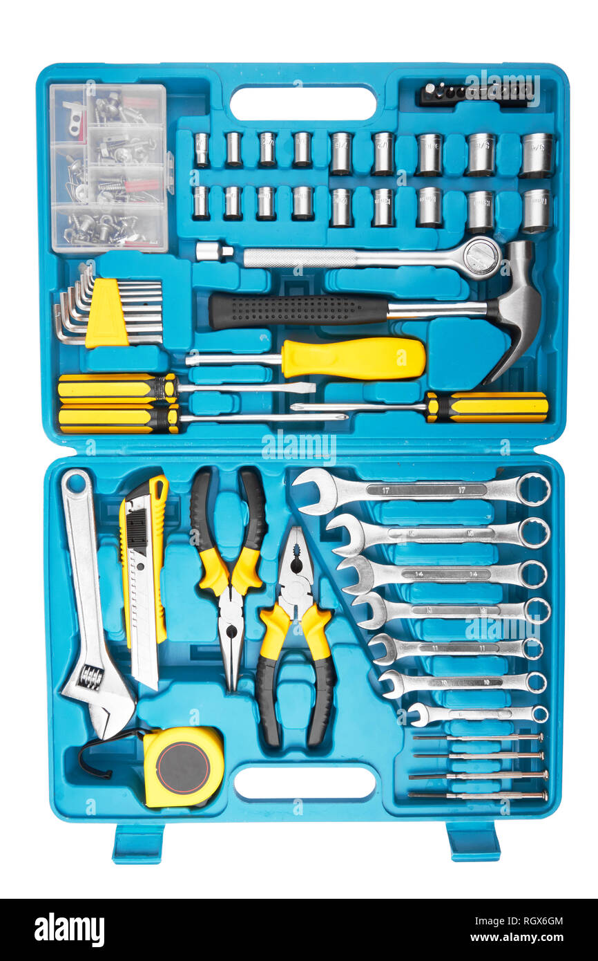 set tools isolated on a white background Stock Photo - Alamy