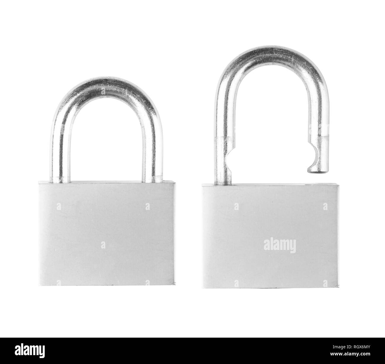 Padlock open and closed set isolated on white background Stock Photo ...