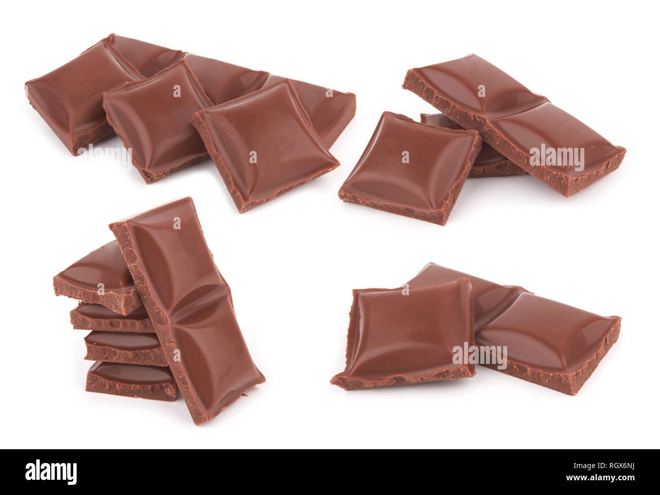 Chocolate bars stack isolated on white background Stock Photo - Alamy