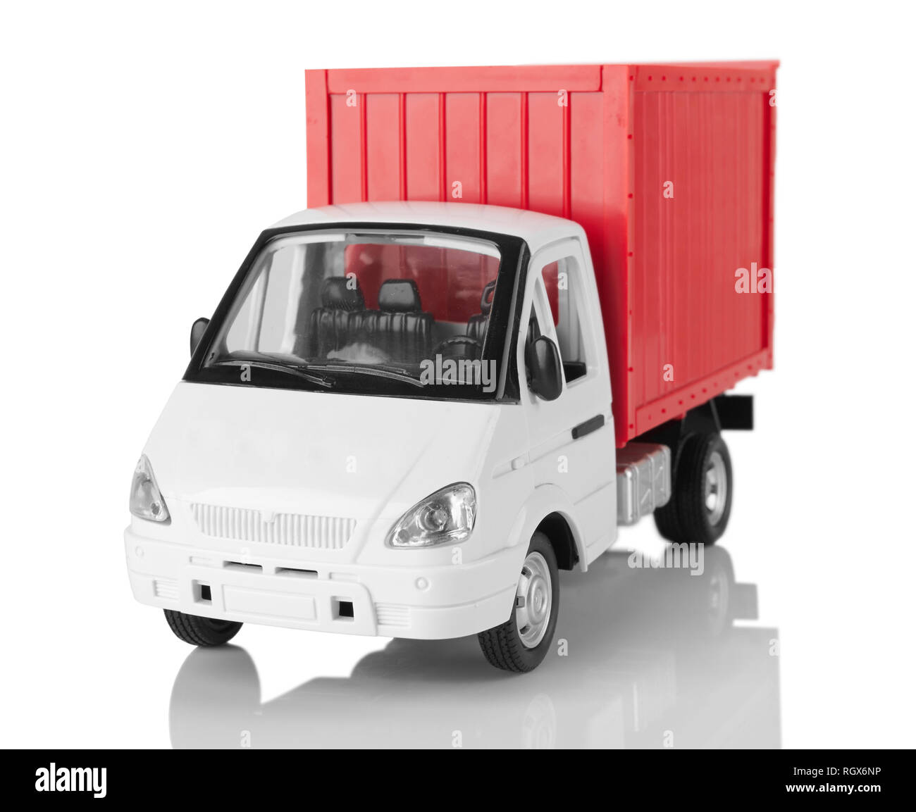 Toy red truck isolated on a white background Stock Photo - Alamy