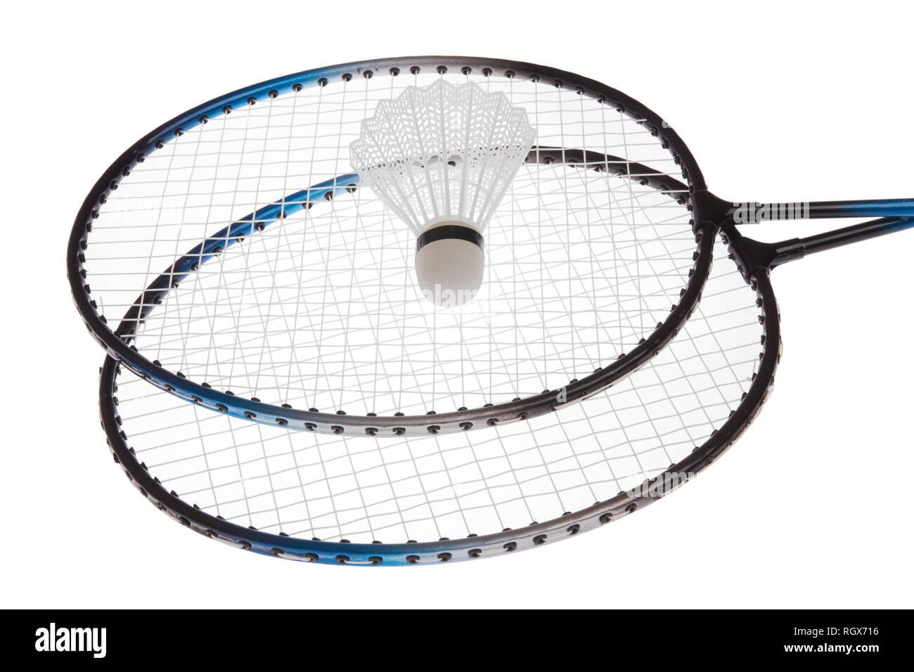Badminton rackets and shuttlecock isolated on white background Stock ...