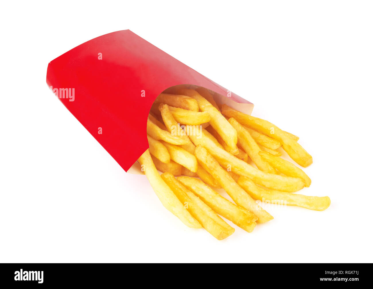 French fries in a red carton box isolated on white Stock Photo - Alamy