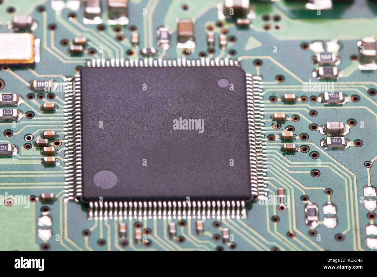Electronic circuit board with processor, close up Stock Photo - Alamy
