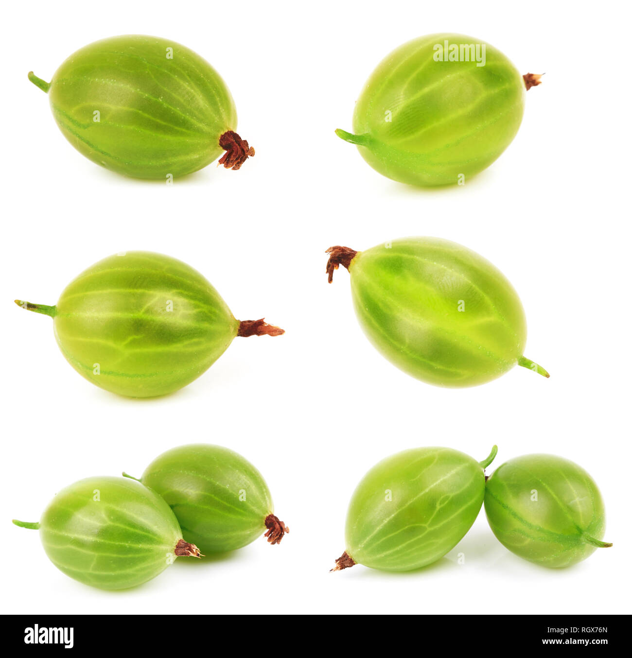 Closeup of green gooseberry isolated on white background Stock Photo ...