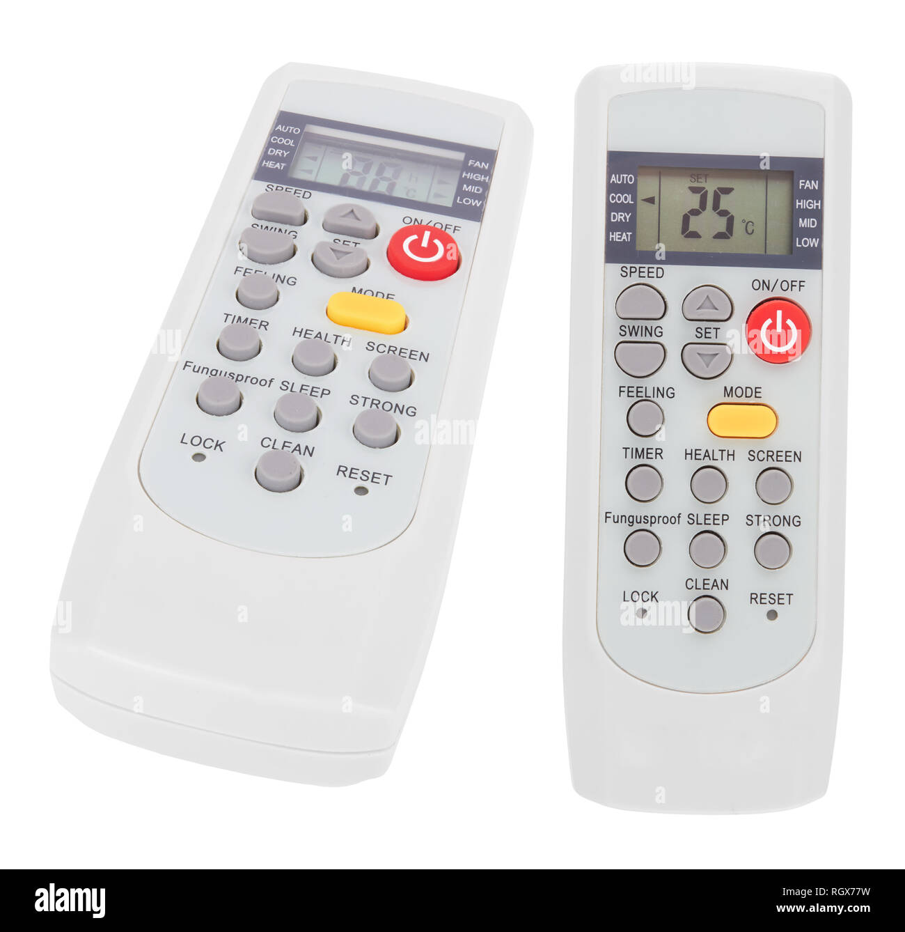 Remote system of air conditioner isolated on white background Stock ...