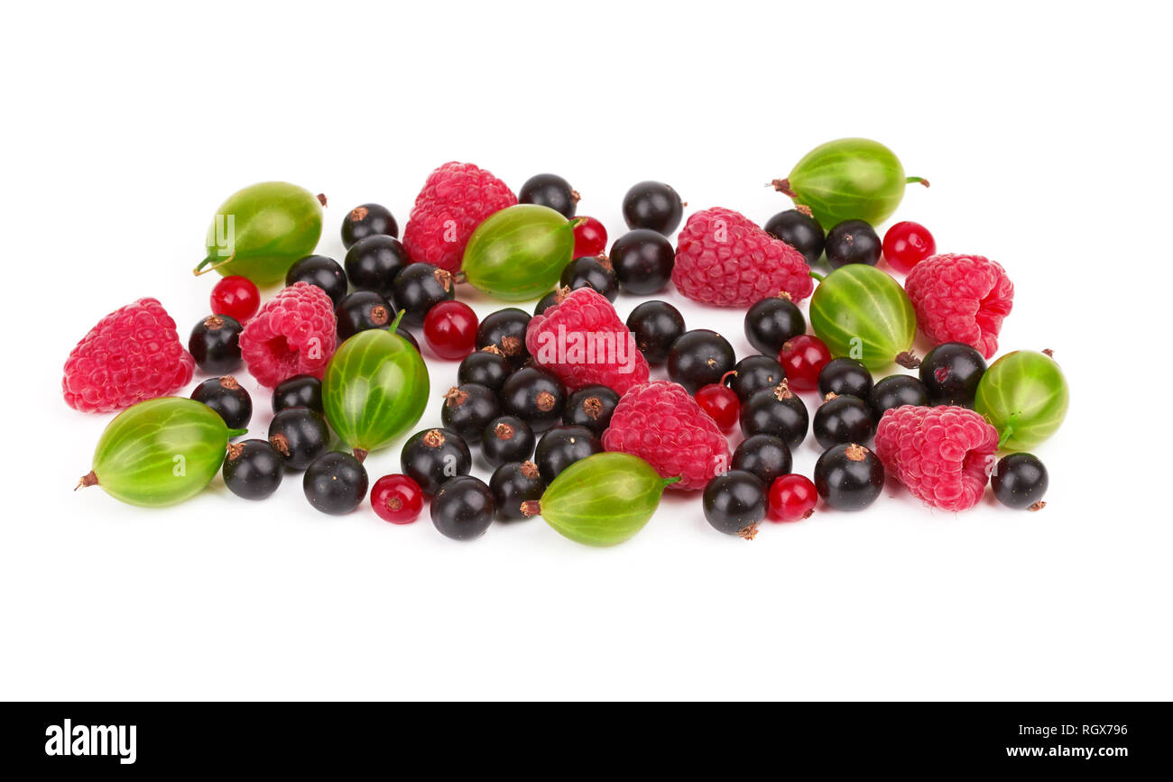 different kinds of fresh berries on a white background Stock Photo - Alamy