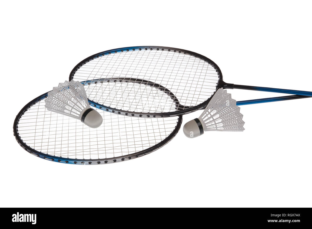 Badminton rackets and shuttlecock isolated on white background Stock ...